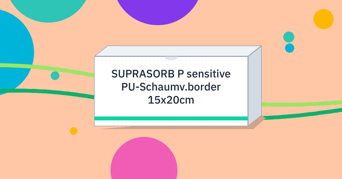 Symbolbild: Packung mit der Aufschrift SUPRASORB P sensitive PU-Schaumv.border 15x20cm (PZN 16602528) – Verfügbarkeit und Bezug in Apotheken in Frankfurt am Main