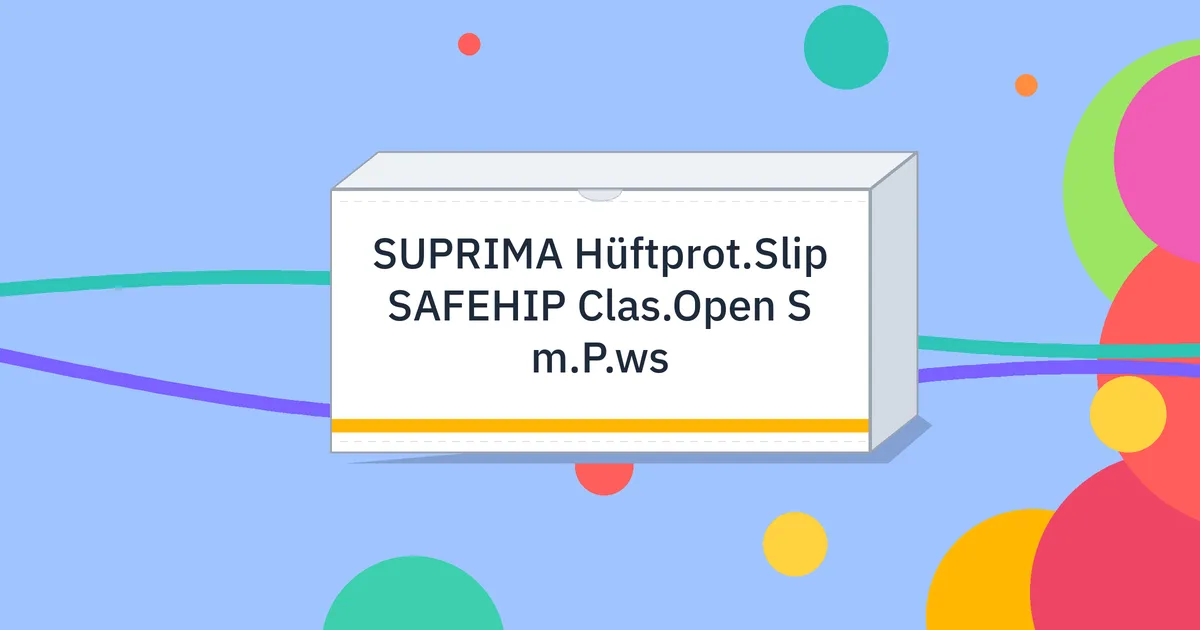 Symbolbild: Packung mit der Aufschrift SUPRIMA Hüftprot.Slip SAFEHIP Clas.Open S m.P.ws (PZN 13818676) – Verfügbarkeit und Bezug in Apotheken in Frankfurt am Main