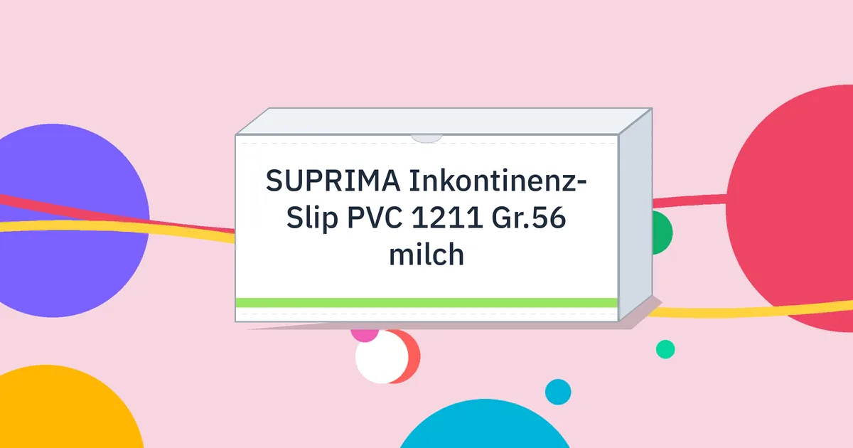 Symbolbild: Packung mit der Aufschrift SUPRIMA Inkontinenz-Slip PVC 1211 Gr.56 milch (PZN 03922680) – Verfügbarkeit und Bezug in Apotheken in Frankfurt am Main