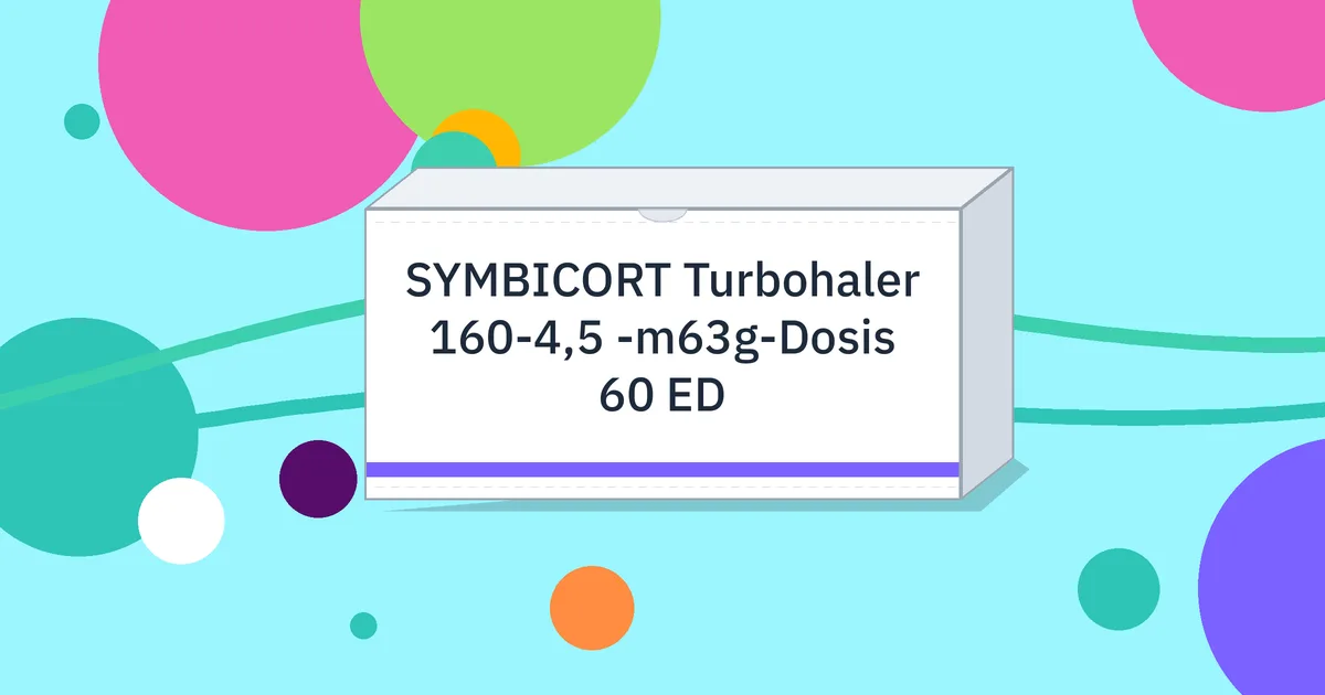Symbolbild: Packung mit der Aufschrift SYMBICORT Turbohaler 160-4,5 -m63g-Dosis 60 ED (PZN 16612811) – Verfügbarkeit und Bezug in Apotheken in Frankfurt am Main