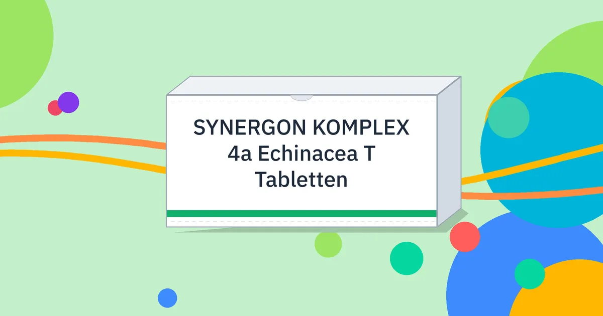 Symbolbild: Packung mit der Aufschrift SYNERGON KOMPLEX 4a Echinacea T Tabletten (PZN 00115223) – Verfügbarkeit und Bezug in Apotheken in Frankfurt am Main