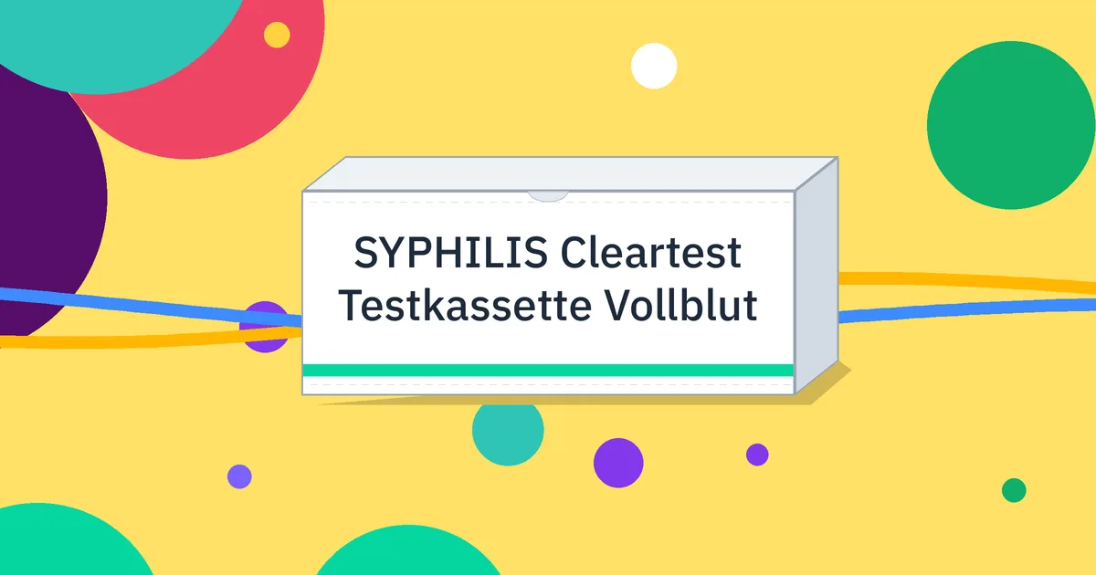 Symbolbild: Packung mit der Aufschrift SYPHILIS Cleartest Testkassette Vollblut (PZN 00524140) – Verfügbarkeit und Bezug in Apotheken in Frankfurt am Main