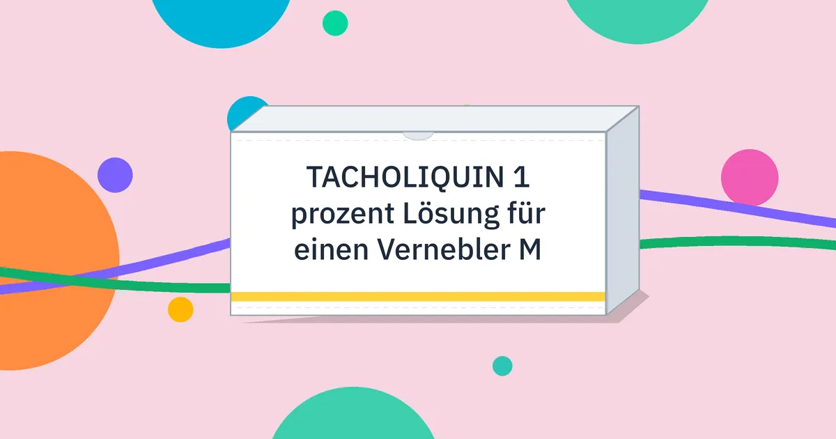 Symbolbild: Packung mit der Aufschrift TACHOLIQUIN 1 prozent Lösung für einen Vernebler M (PZN 03157771) – Verfügbarkeit und Bezug in Apotheken in Frankfurt am Main