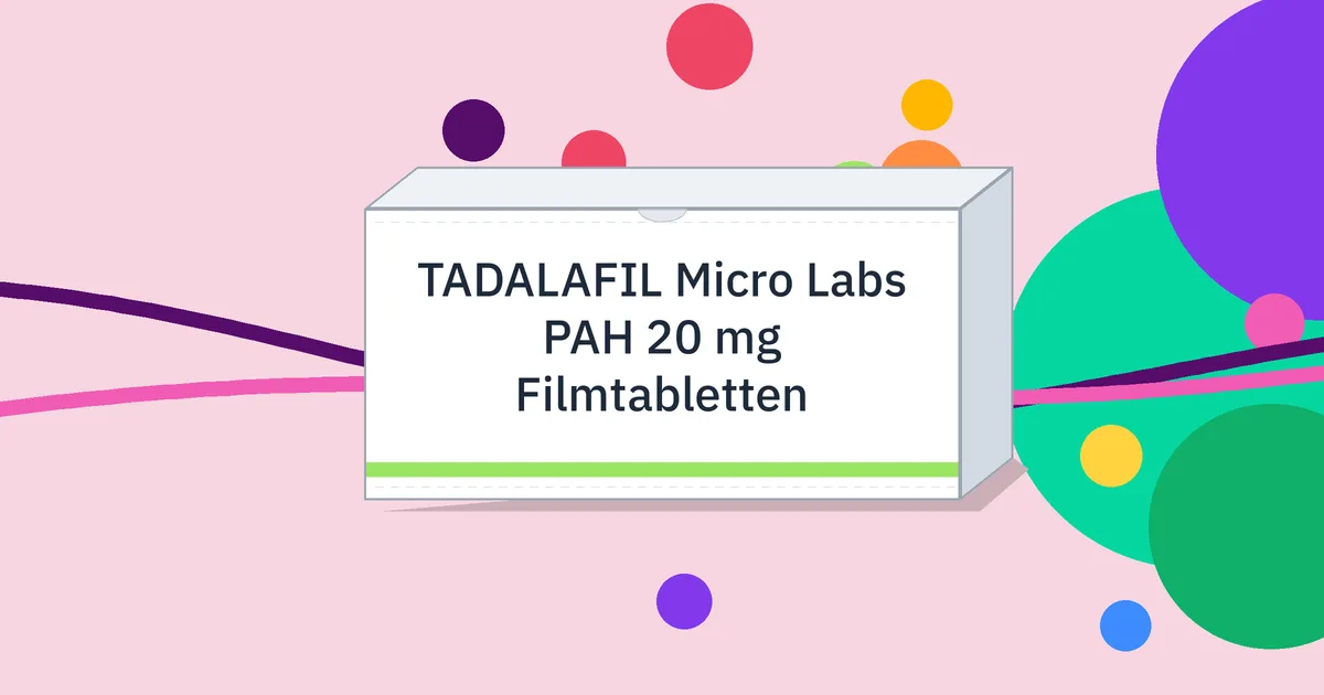 Symbolbild: Packung mit der Aufschrift TADALAFIL Micro Labs PAH 20 mg Filmtabletten (PZN 18112662) – Verfügbarkeit und Bezug in Apotheken in Frankfurt am Main
