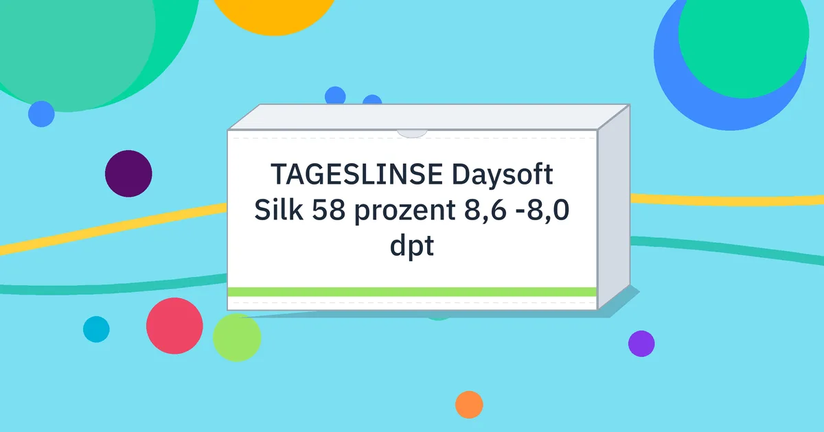Symbolbild: Packung mit der Aufschrift TAGESLINSE Daysoft Silk 58 prozent 8,6 -8,0 dpt (PZN 00346709) – Verfügbarkeit und Bezug in Apotheken in Frankfurt am Main