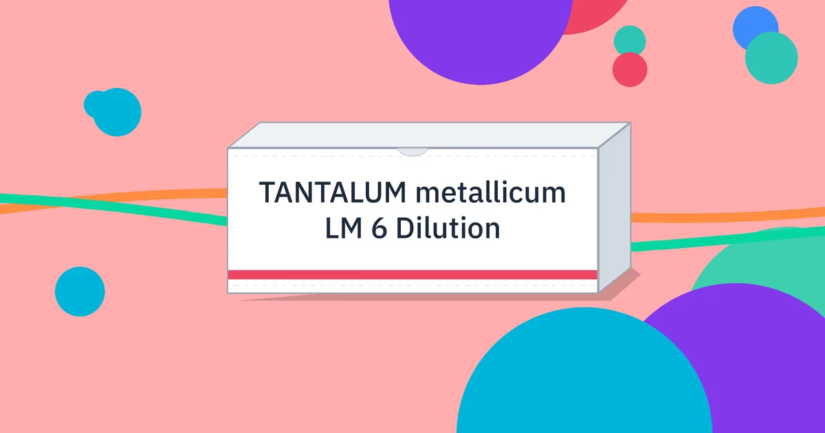 Symbolbild: Packung mit der Aufschrift TANTALUM metallicum LM 6 Dilution (PZN 13213424) – Verfügbarkeit und Bezug in Apotheken in Frankfurt am Main