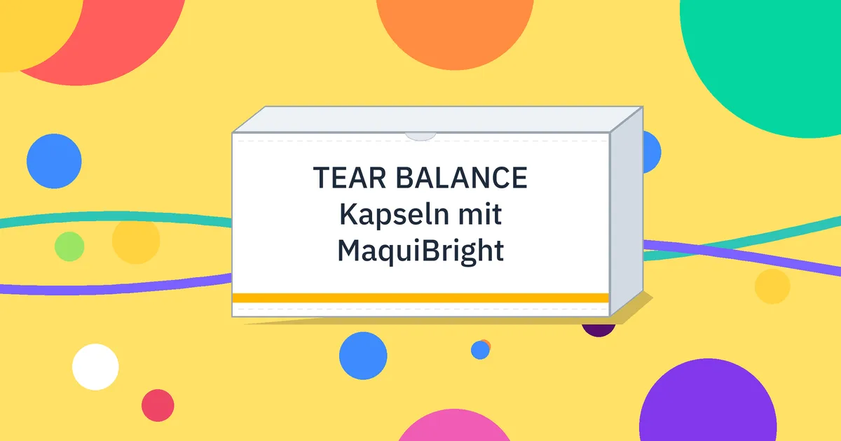 Symbolbild: Packung mit der Aufschrift TEAR BALANCE Kapseln mit MaquiBright (PZN 19495984) – Verfügbarkeit und Bezug in Apotheken in Frankfurt am Main