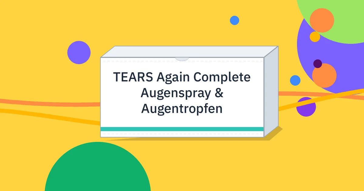 Symbolbild: Packung mit der Aufschrift TEARS Again Complete Augenspray & Augentropfen (PZN 09937205) – Verfügbarkeit und Bezug in Apotheken in Frankfurt am Main