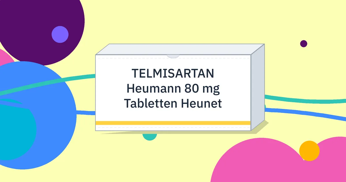 Symbolbild: Packung mit der Aufschrift TELMISARTAN Heumann 80 mg Tabletten Heunet (PZN 14211700) – Verfügbarkeit und Bezug in Apotheken in Frankfurt am Main