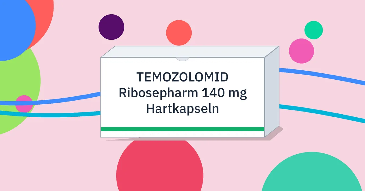 Symbolbild: Packung mit der Aufschrift TEMOZOLOMID Ribosepharm 140 mg Hartkapseln (PZN 07619079) – Verfügbarkeit und Bezug in Apotheken in Frankfurt am Main