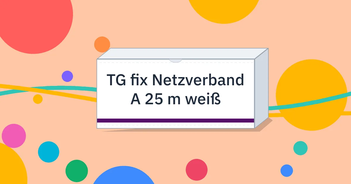 Symbolbild: Packung mit der Aufschrift TG fix Netzverband A 25 m weiß (PZN 00537332) – Verfügbarkeit und Bezug in Apotheken in Frankfurt am Main