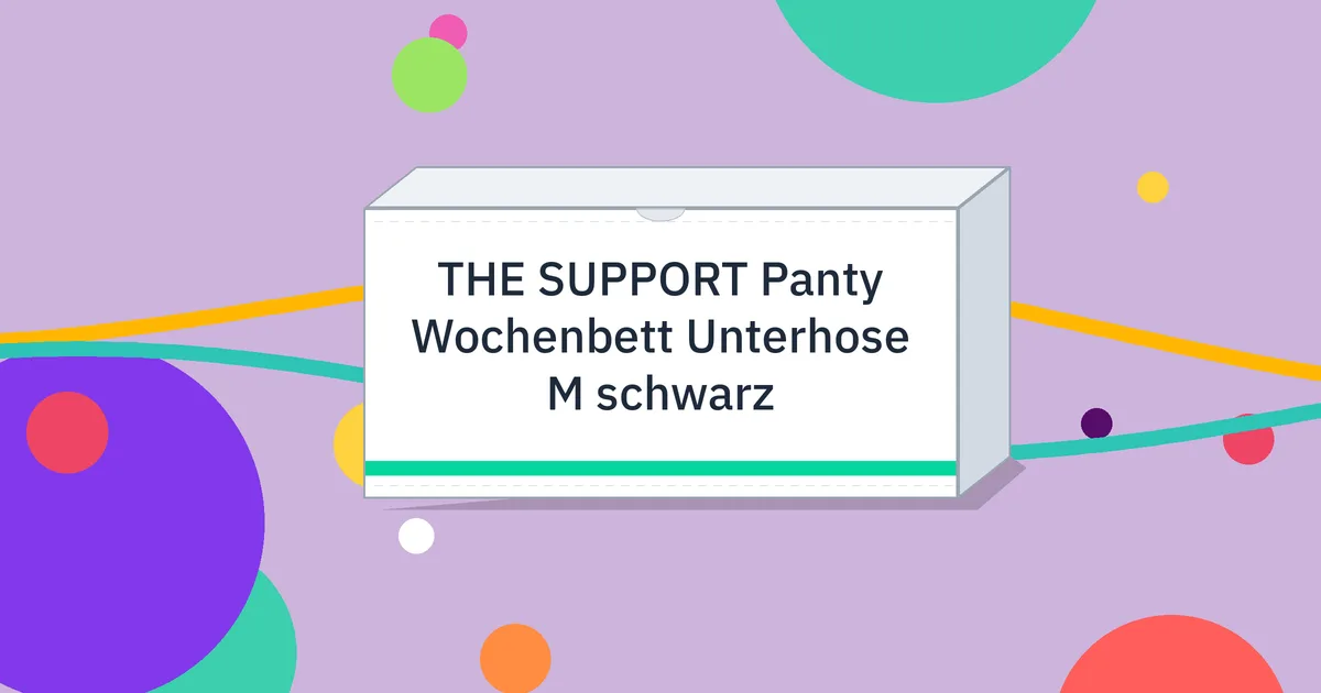Symbolbild: Packung mit der Aufschrift THE SUPPORT Panty Wochenbett Unterhose M schwarz (PZN 19706228) – Verfügbarkeit und Bezug in Apotheken in Frankfurt am Main