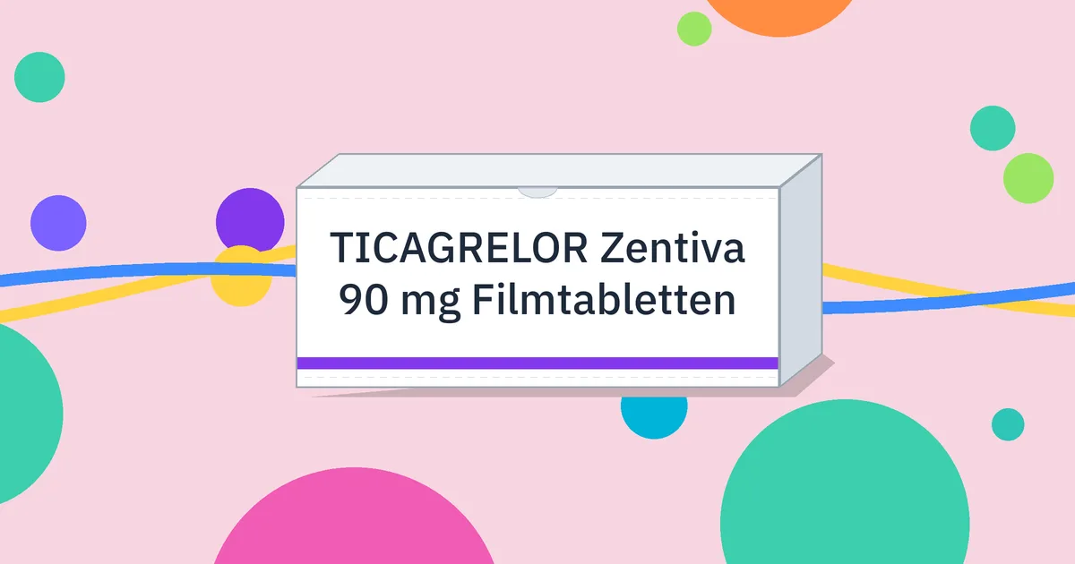 Symbolbild: Packung mit der Aufschrift TICAGRELOR Zentiva 90 mg Filmtabletten (PZN 19945890) – Verfügbarkeit und Bezug in Apotheken in Frankfurt am Main