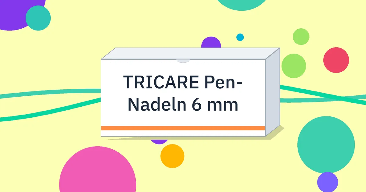 Symbolbild: Packung mit der Aufschrift TRICARE Pen-Nadeln 6 mm (PZN 12773210) – Verfügbarkeit und Bezug in Apotheken in Frankfurt am Main