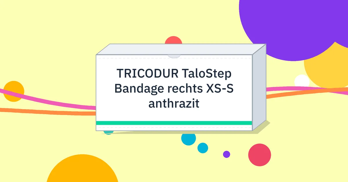 Symbolbild: Packung mit der Aufschrift TRICODUR TaloStep Bandage rechts XS-S anthrazit (PZN 09064705) – Verfügbarkeit und Bezug in Apotheken in Frankfurt am Main