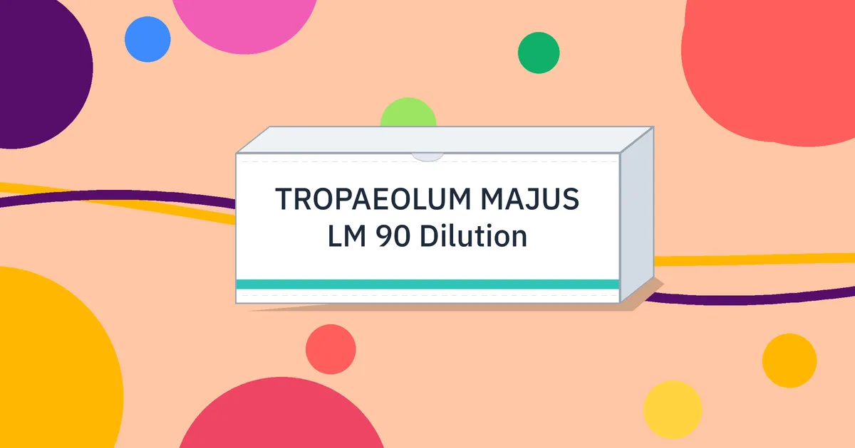 Symbolbild: Packung mit der Aufschrift TROPAEOLUM MAJUS LM 90 Dilution (PZN 13253317) – Verfügbarkeit und Bezug in Apotheken in Frankfurt am Main