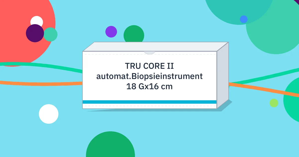 Symbolbild: Packung mit der Aufschrift TRU CORE II automat.Biopsieinstrument 18 Gx16 cm (PZN 06770503) – Verfügbarkeit und Bezug in Apotheken in Frankfurt am Main
