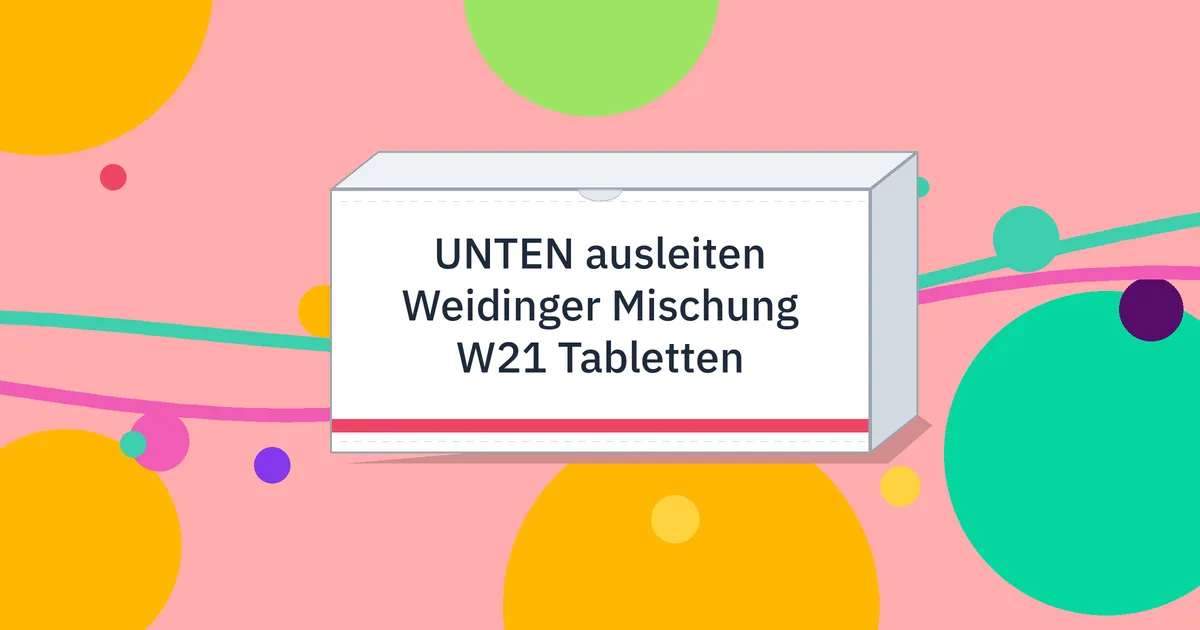 Symbolbild: Packung mit der Aufschrift UNTEN ausleiten Weidinger Mischung W21 Tabletten (PZN 13867692) – Verfügbarkeit und Bezug in Apotheken in Frankfurt am Main