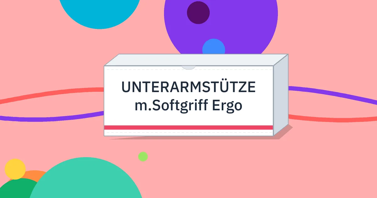 Symbolbild: Packung mit der Aufschrift UNTERARMSTÜTZE m.Softgriff Ergo (PZN 06157688) – Verfügbarkeit und Bezug in Apotheken in Frankfurt am Main