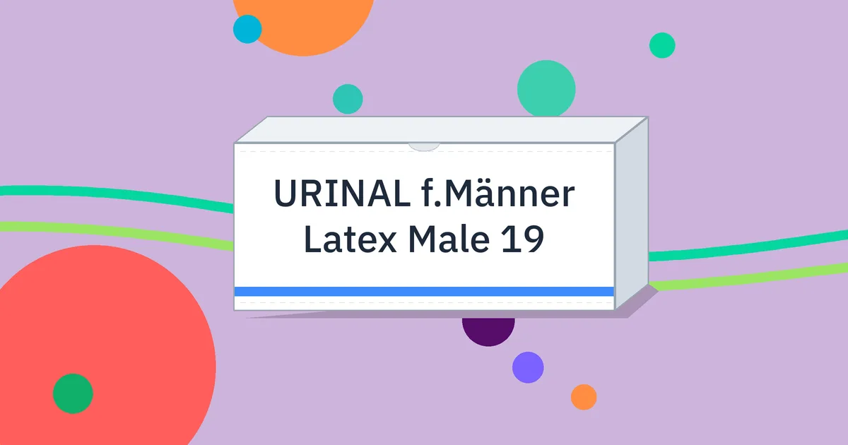 Symbolbild: Packung mit der Aufschrift URINAL f.Männer Latex Male 19 (PZN 01979090) – Verfügbarkeit und Bezug in Apotheken in Frankfurt am Main