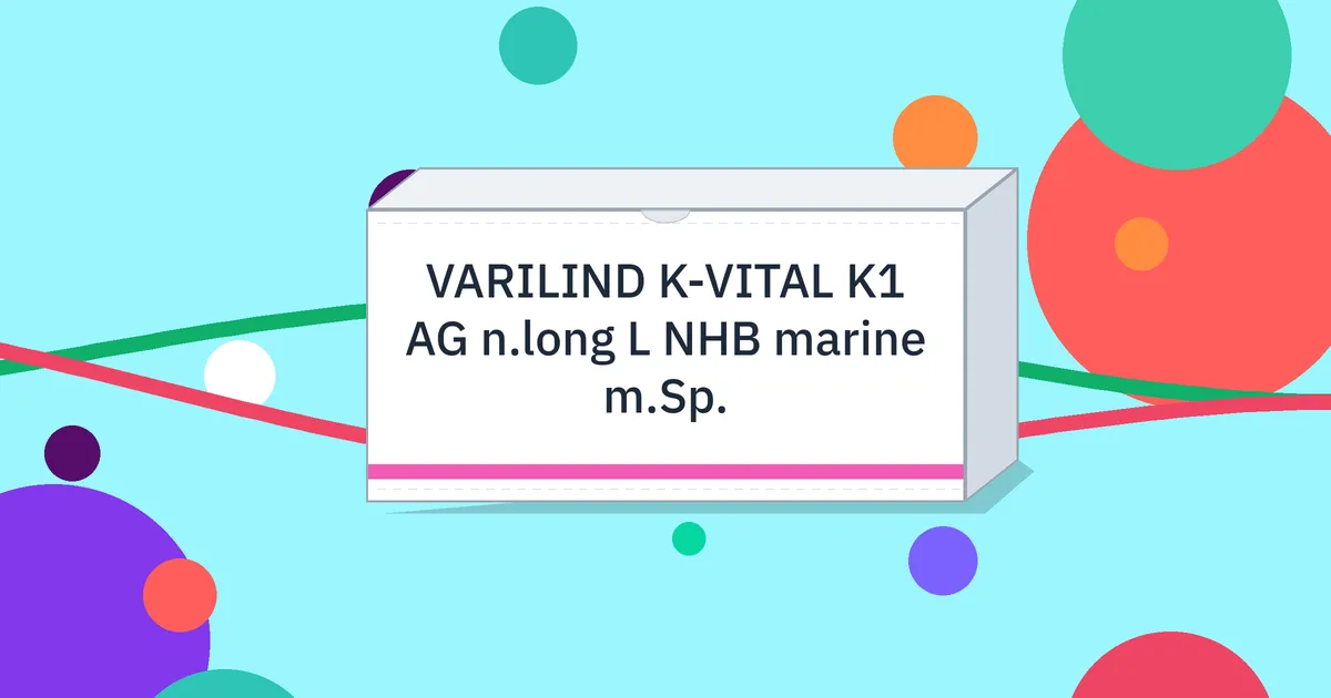 Symbolbild: Packung mit der Aufschrift VARILIND K-VITAL K1 AG n.long L NHB marine m.Sp. (PZN 20563082) – Verfügbarkeit und Bezug in Apotheken in Frankfurt am Main