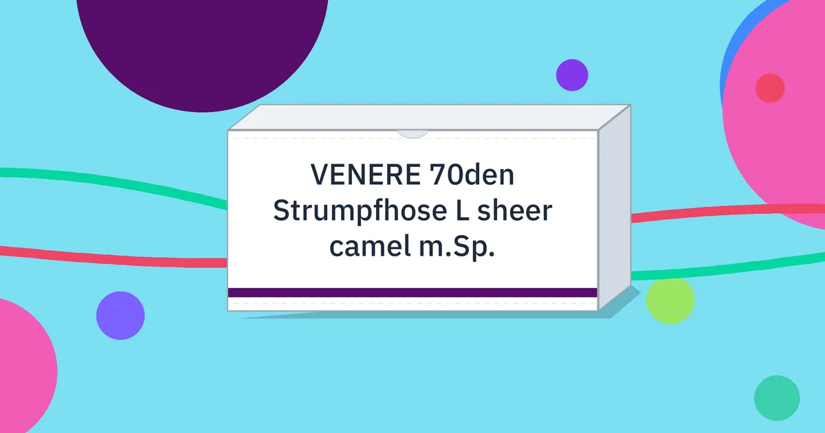 Symbolbild: Packung mit der Aufschrift VENERE 70den Strumpfhose L sheer camel m.Sp. (PZN 16173263) – Verfügbarkeit und Bezug in Apotheken in Frankfurt am Main