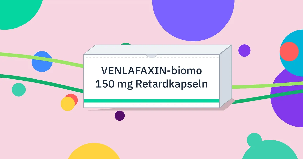 Symbolbild: Packung mit der Aufschrift VENLAFAXIN-biomo 150 mg Retardkapseln (PZN 06060109) – Verfügbarkeit und Bezug in Apotheken in Frankfurt am Main