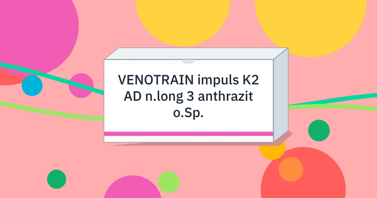 Symbolbild: Packung mit der Aufschrift VENOTRAIN impuls K2 AD n.long 3 anthrazit o.Sp. (PZN 15222019) – Verfügbarkeit und Bezug in Apotheken in Frankfurt am Main