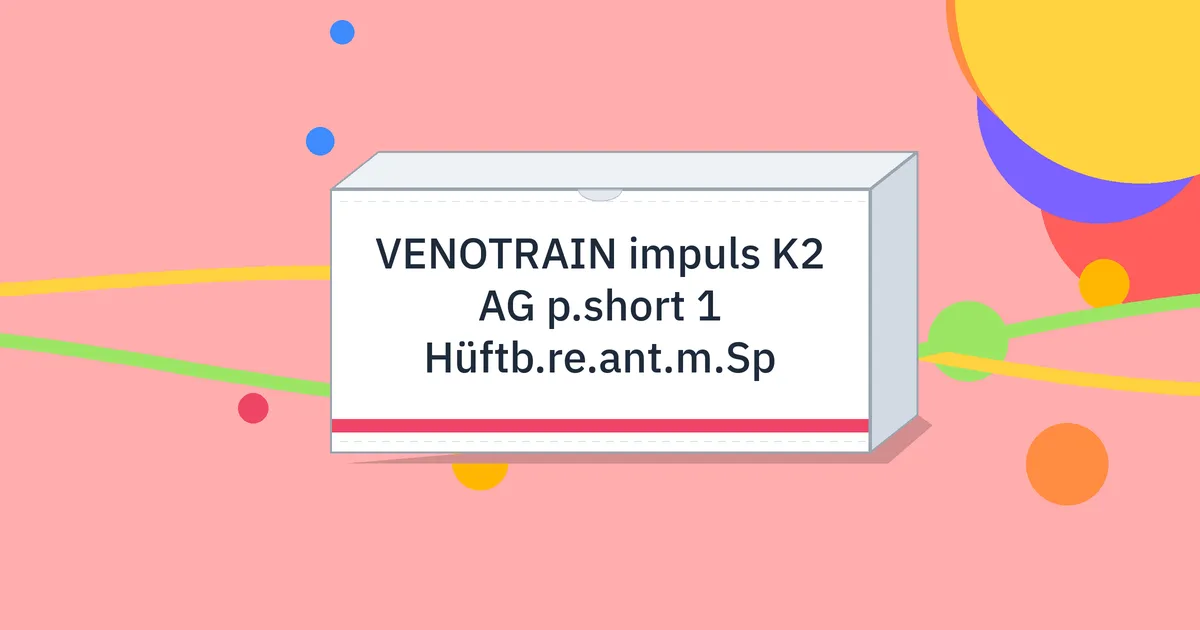 Symbolbild: Packung mit der Aufschrift VENOTRAIN impuls K2 AG p.short 1 Hüftb.re.ant.m.Sp (PZN 15217076) – Verfügbarkeit und Bezug in Apotheken in Frankfurt am Main