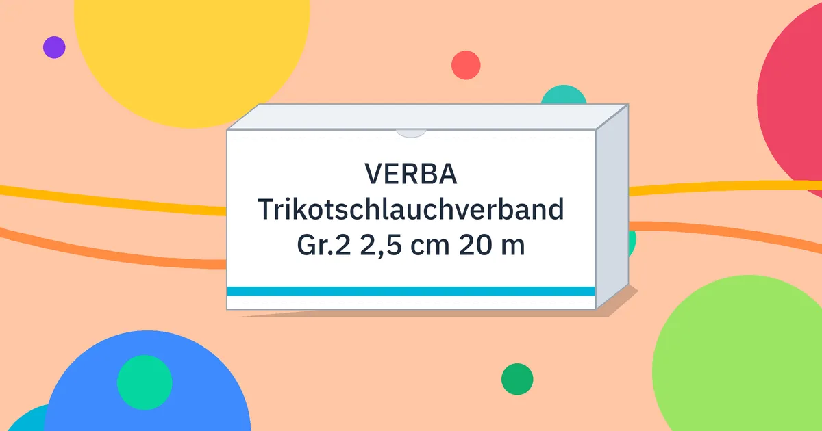 Symbolbild: Packung mit der Aufschrift VERBA Trikotschlauchverband Gr.2 2,5 cm 20 m (PZN 07623336) – Verfügbarkeit und Bezug in Apotheken in Frankfurt am Main