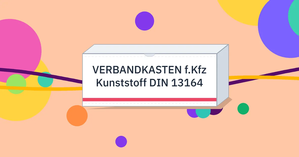 Symbolbild: Packung mit der Aufschrift VERBANDKASTEN f.Kfz Kunststoff DIN 13164 (PZN 04866179) – Verfügbarkeit und Bezug in Apotheken in Frankfurt am Main