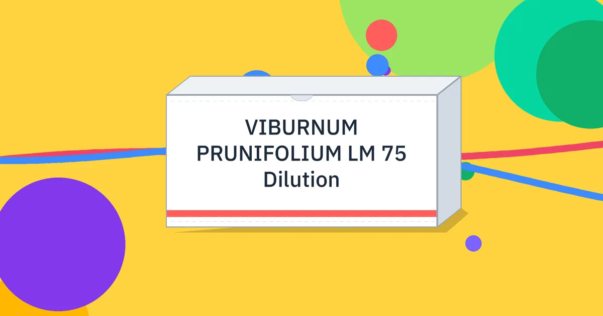 Symbolbild: Packung mit der Aufschrift VIBURNUM PRUNIFOLIUM LM 75 Dilution (PZN 13272332) – Verfügbarkeit und Bezug in Apotheken in Frankfurt am Main