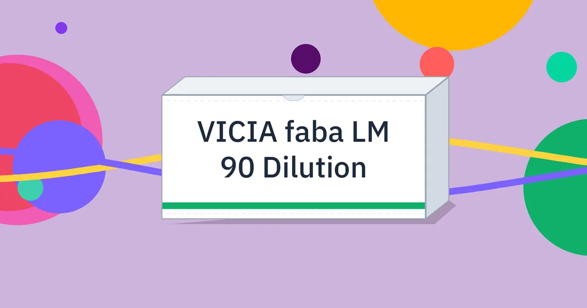 Symbolbild: Packung mit der Aufschrift VICIA faba LM 90 Dilution (PZN 13273283) – Verfügbarkeit und Bezug in Apotheken in Frankfurt am Main