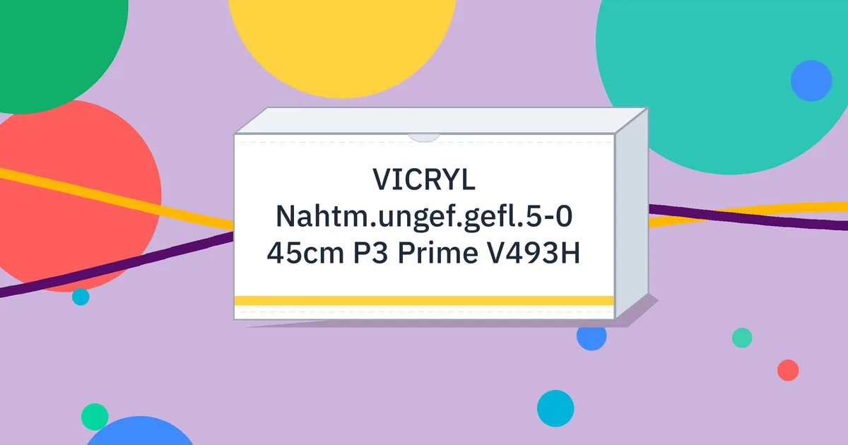 Symbolbild: Packung mit der Aufschrift VICRYL Nahtm.ungef.gefl.5-0 45cm P3 Prime V493H (PZN 16798365) – Verfügbarkeit und Bezug in Apotheken in Frankfurt am Main