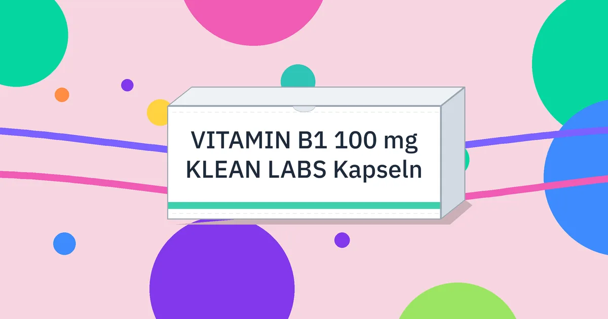 Symbolbild: Packung mit der Aufschrift VITAMIN B1 100 mg KLEAN LABS Kapseln (PZN 18808151) – Verfügbarkeit und Bezug in Apotheken in Frankfurt am Main