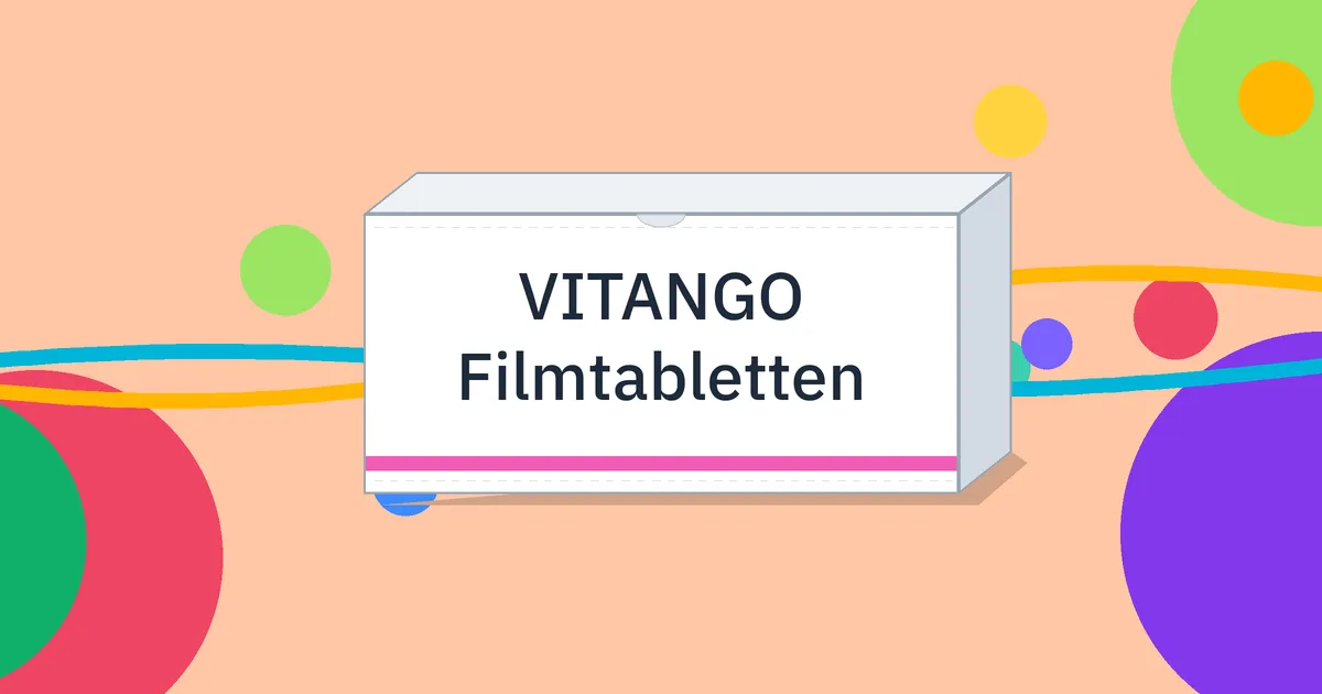 Symbolbild: Packung mit der Aufschrift VITANGO Filmtabletten (PZN 16509763) – Verfügbarkeit und Bezug in Apotheken in Frankfurt am Main