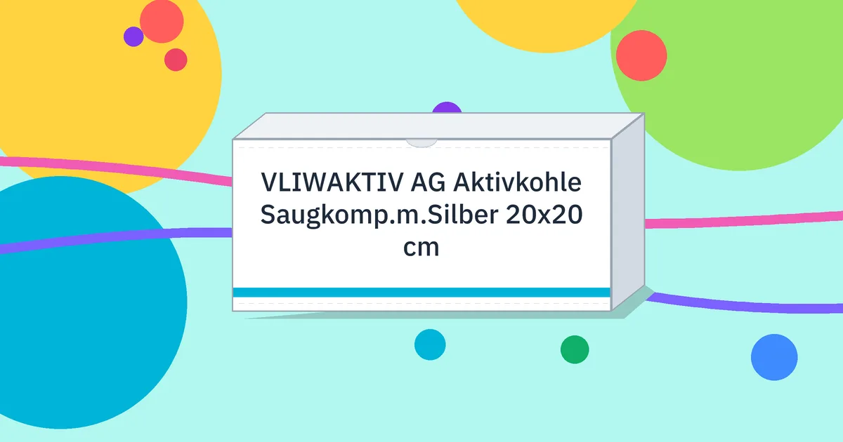Symbolbild: Packung mit der Aufschrift VLIWAKTIV AG Aktivkohle Saugkomp.m.Silber 20x20 cm (PZN 17311431) – Verfügbarkeit und Bezug in Apotheken in Frankfurt am Main