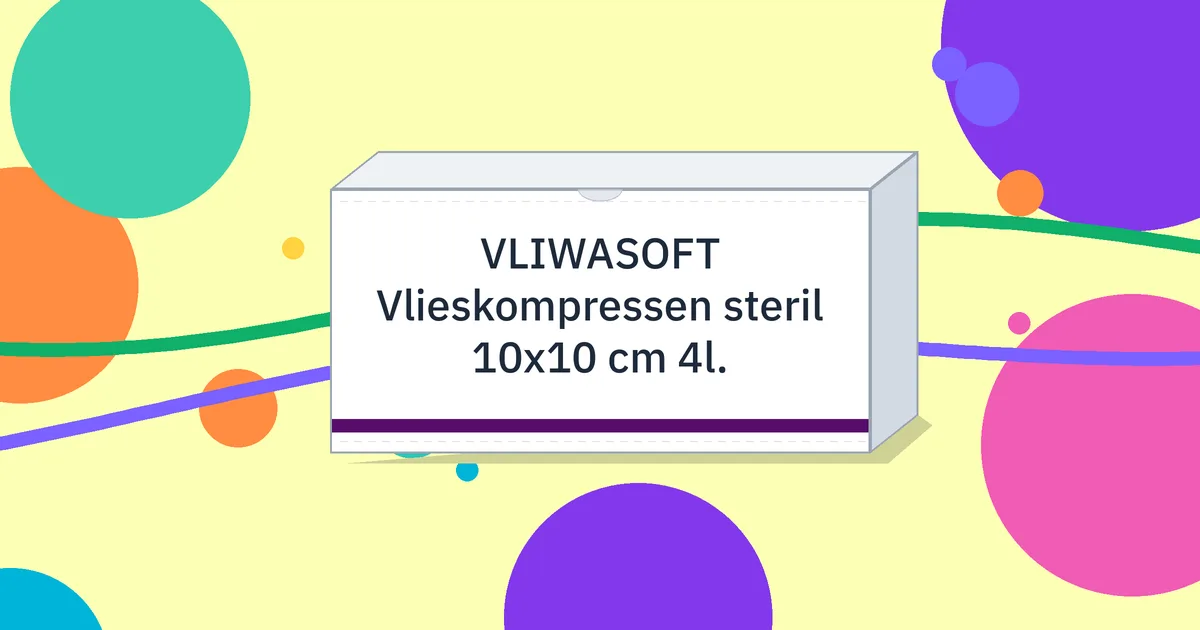 Symbolbild: Packung mit der Aufschrift VLIWASOFT Vlieskompressen steril 10x10 cm 4l. (PZN 17492272) – Verfügbarkeit und Bezug in Apotheken in Frankfurt am Main