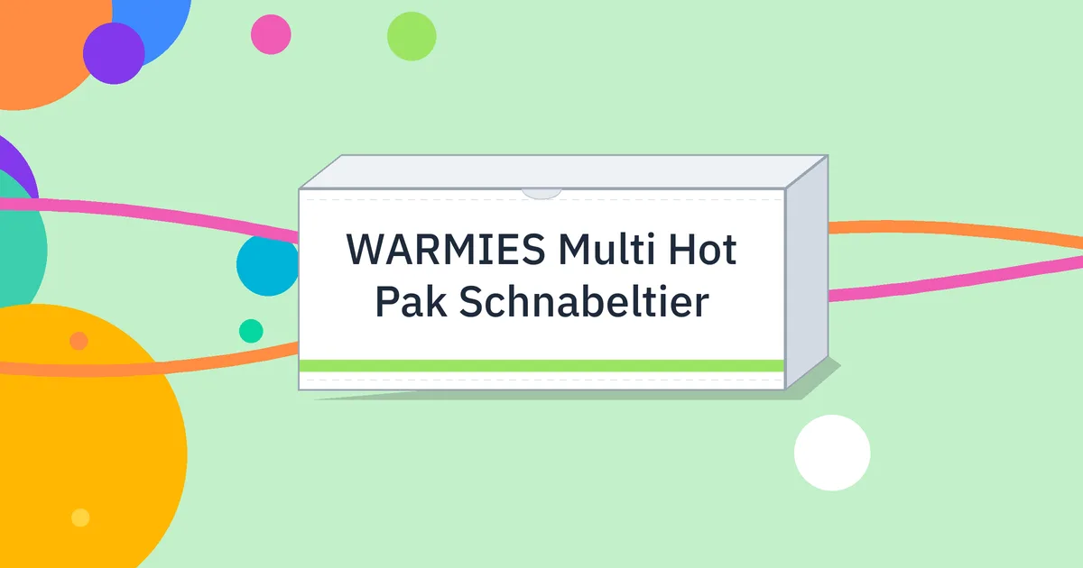 Symbolbild: Packung mit der Aufschrift WARMIES Multi Hot Pak Schnabeltier (PZN 17308825) – Verfügbarkeit und Bezug in Apotheken in Frankfurt am Main