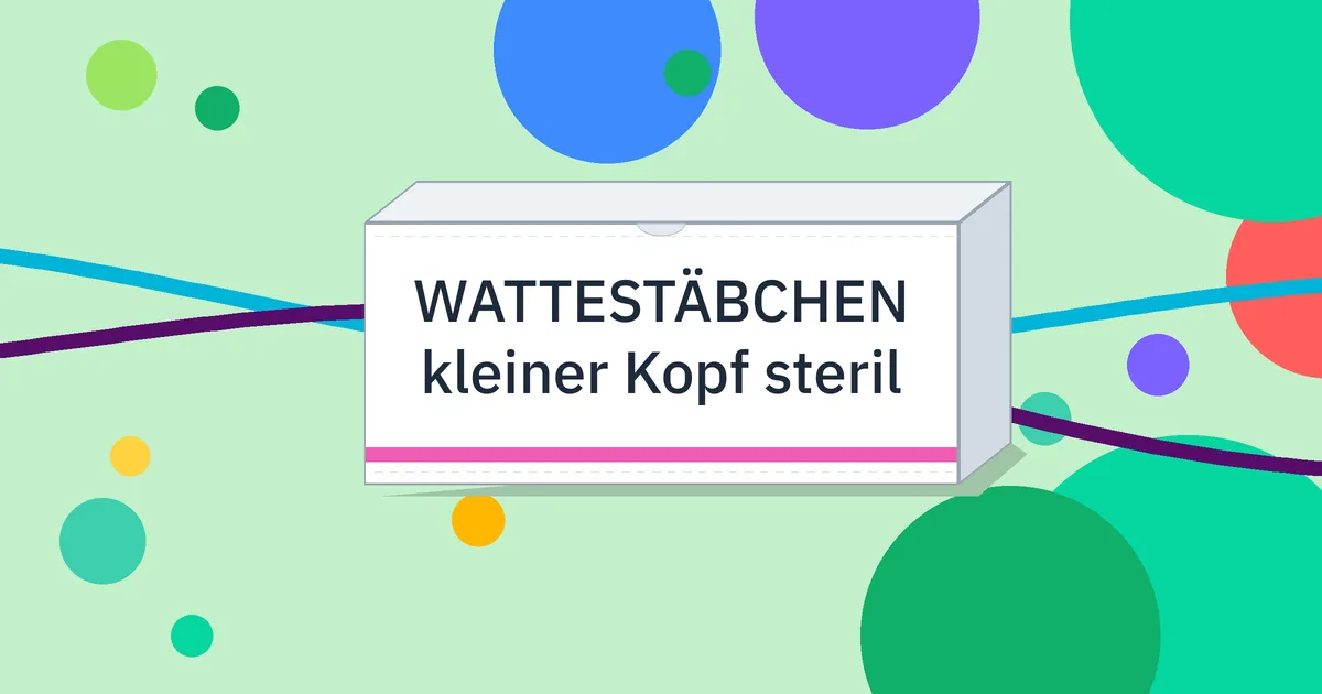 Symbolbild: Packung mit der Aufschrift WATTESTÄBCHEN kleiner Kopf steril (PZN 08822457) – Verfügbarkeit und Bezug in Apotheken in Frankfurt am Main