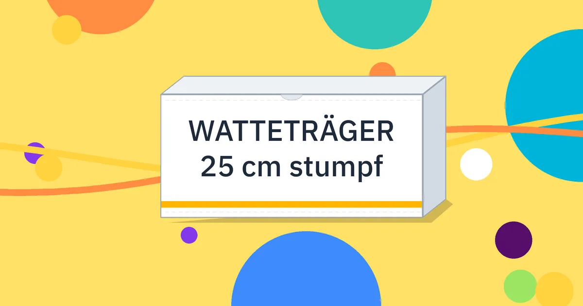 Symbolbild: Packung mit der Aufschrift WATTETRÄGER 25 cm stumpf (PZN 04866699) – Verfügbarkeit und Bezug in Apotheken in Frankfurt am Main