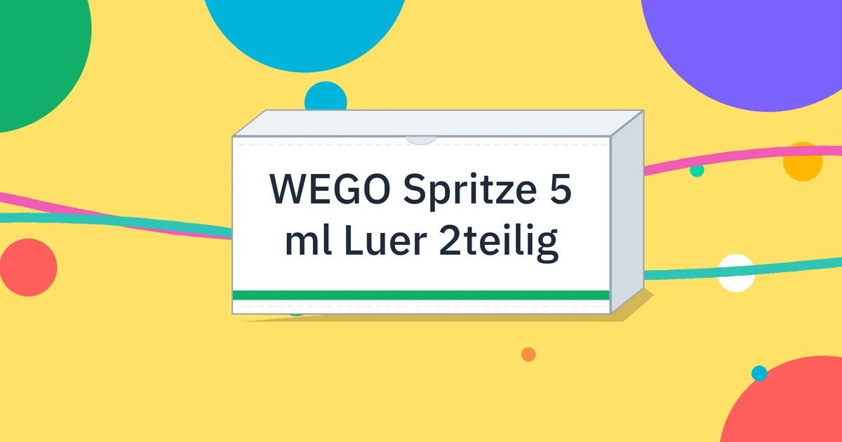 Symbolbild: Packung mit der Aufschrift WEGO Spritze 5 ml Luer 2teilig (PZN 18859243) – Verfügbarkeit und Bezug in Apotheken in Frankfurt am Main
