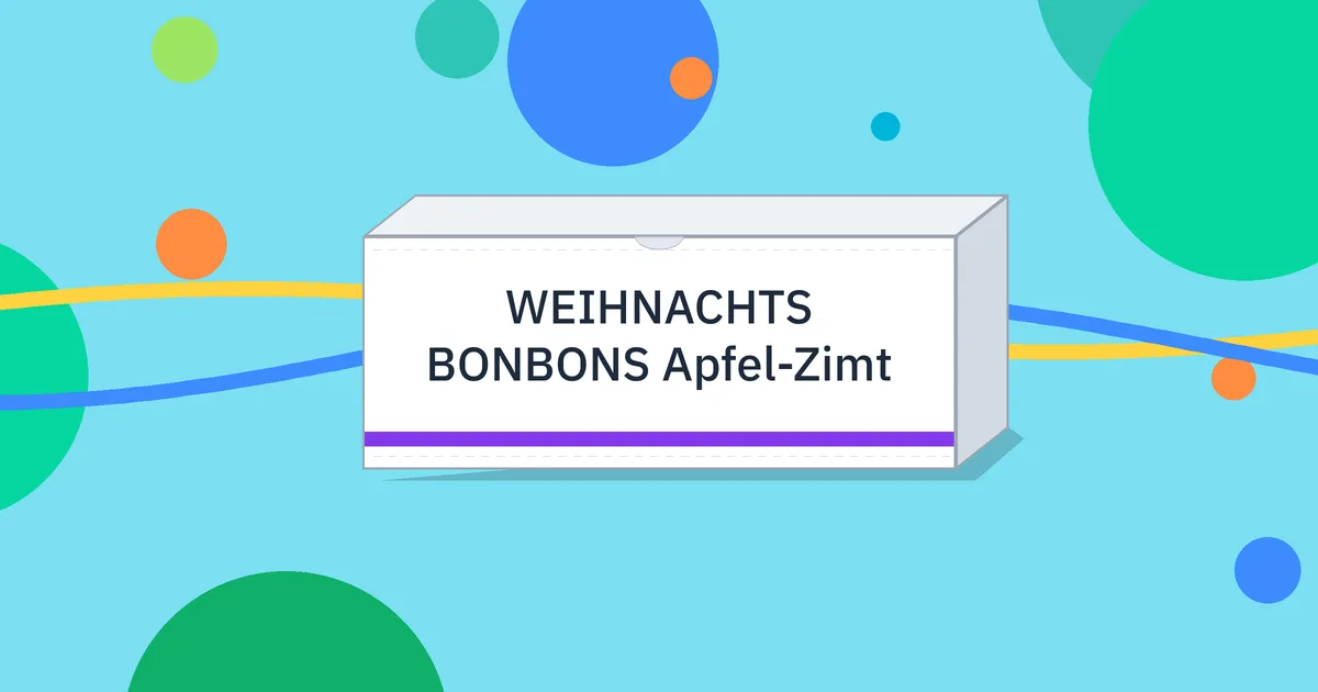 Symbolbild: Packung mit der Aufschrift WEIHNACHTS BONBONS Apfel-Zimt (PZN 11727024) – Verfügbarkeit und Bezug in Apotheken in Frankfurt am Main