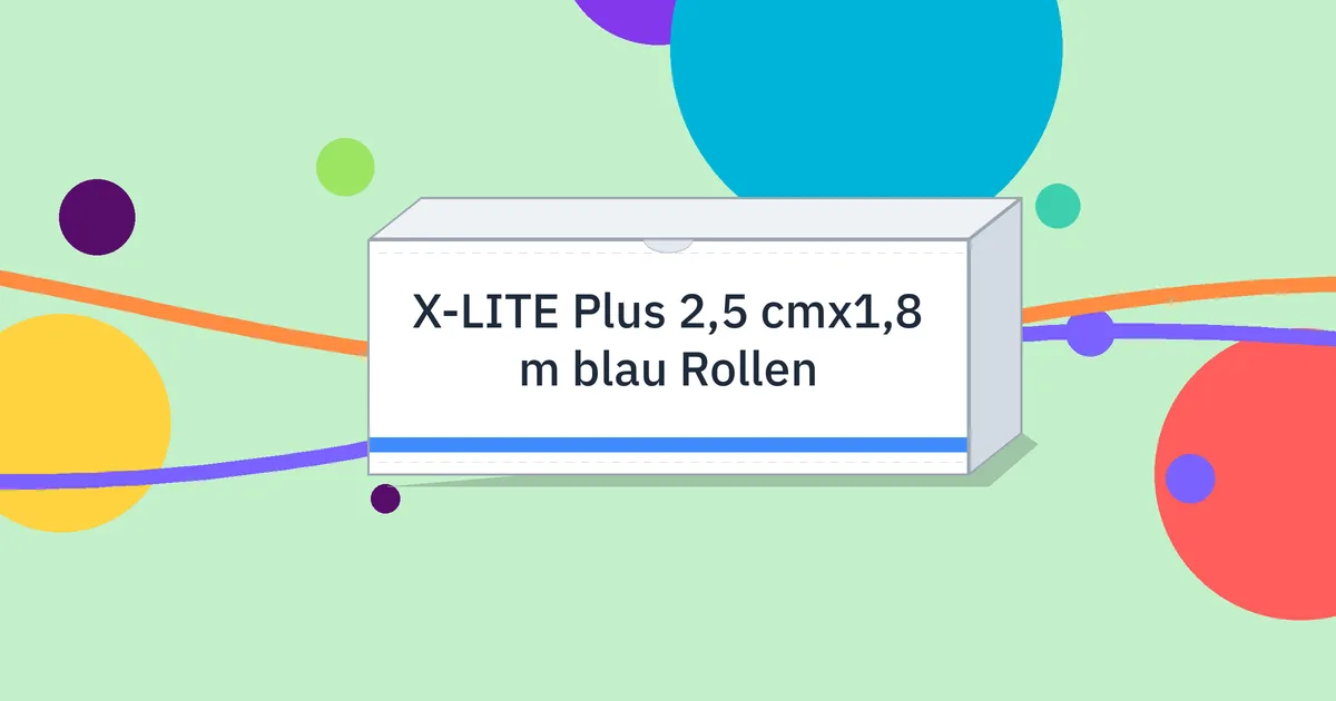 Symbolbild: Packung mit der Aufschrift X-LITE Plus 2,5 cmx1,8 m blau Rollen (PZN 14441498) – Verfügbarkeit und Bezug in Apotheken in Frankfurt am Main