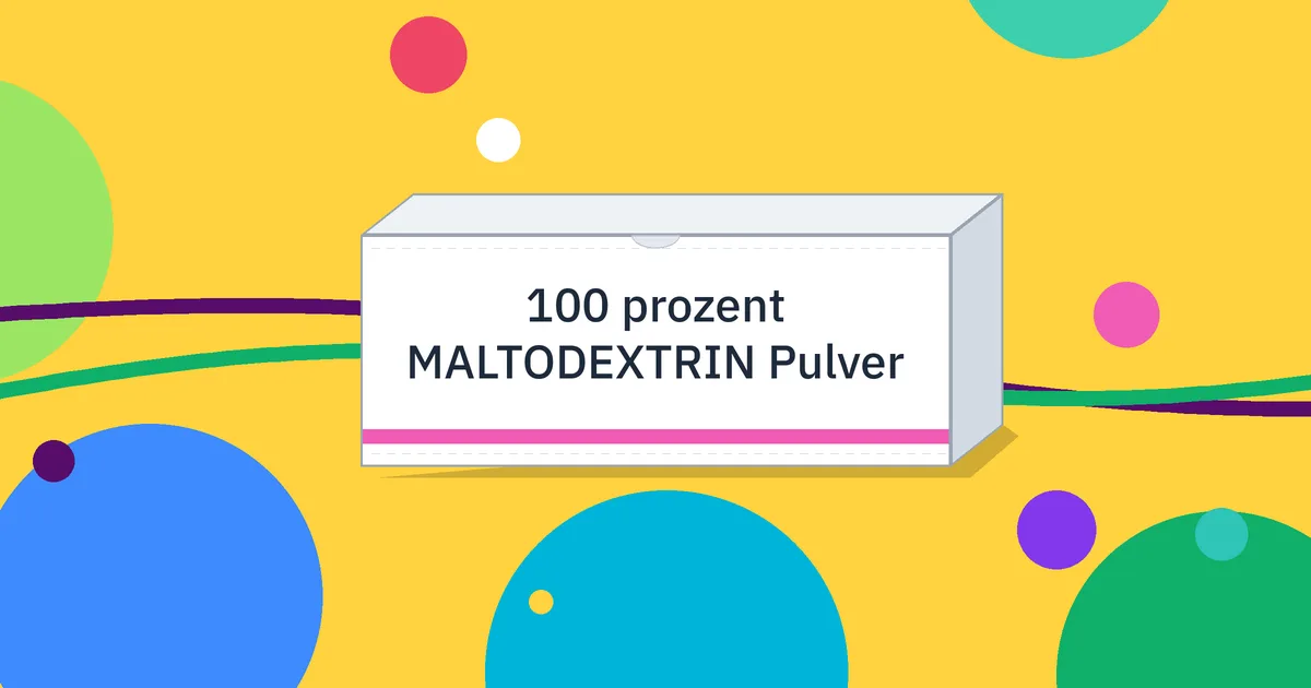 Symbolbild: Packung mit der Aufschrift 100 prozent MALTODEXTRIN Pulver (PZN 09536854) – Verfügbarkeit und Bezug in Apotheken in Frankfurt am Main