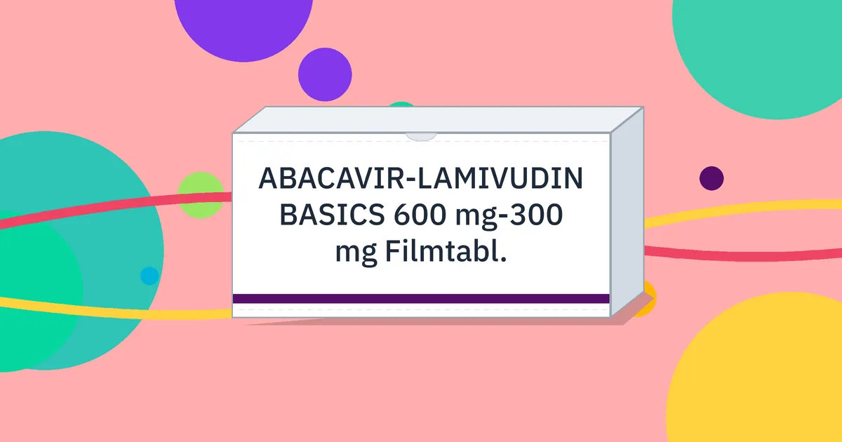 Symbolbild: Packung mit der Aufschrift ABACAVIR-LAMIVUDIN BASICS 600 mg-300 mg Filmtabl. (PZN 15566144) – Verfügbarkeit und Bezug in Apotheken in Frankfurt am Main