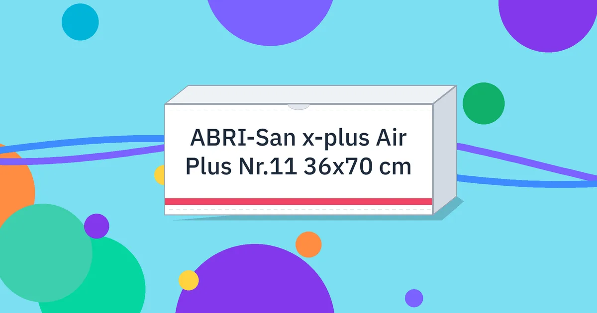 Symbolbild: Packung mit der Aufschrift ABRI-San x-plus Air Plus Nr.11 36x70 cm (PZN 03561532) – Verfügbarkeit und Bezug in Apotheken in Frankfurt am Main