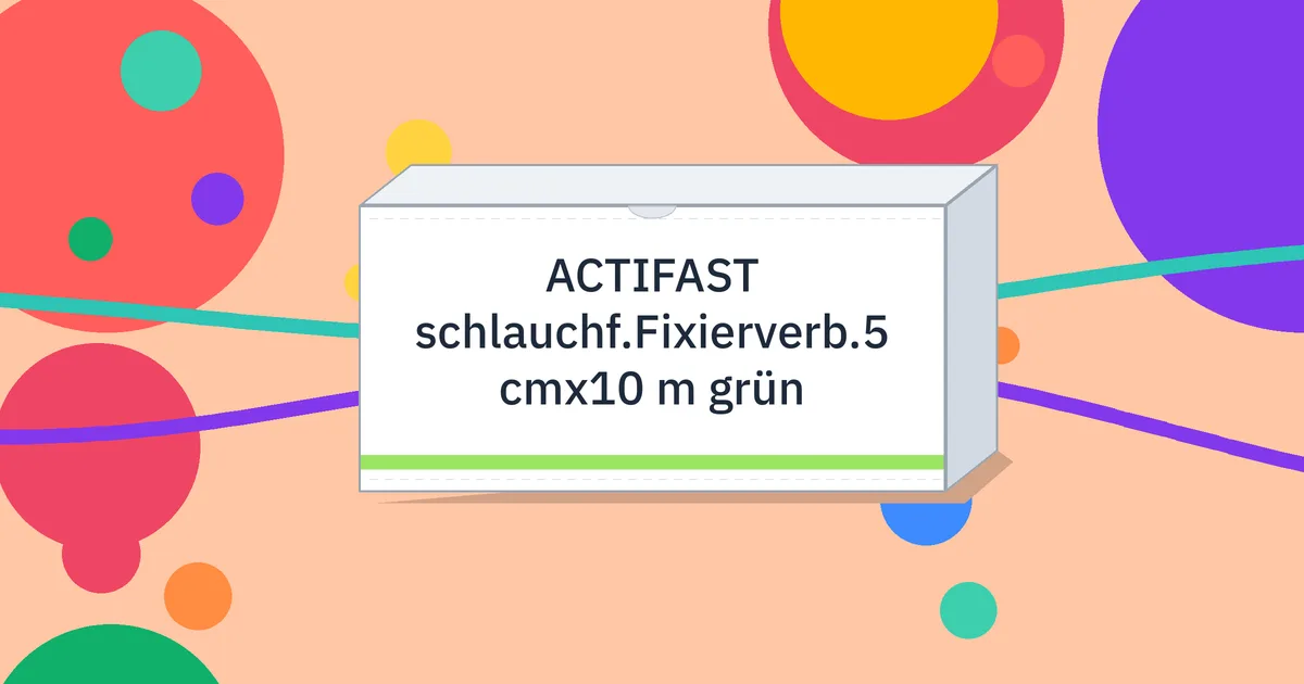 Symbolbild: Packung mit der Aufschrift ACTIFAST schlauchf.Fixierverb.5 cmx10 m grün (PZN 19151492) – Verfügbarkeit und Bezug in Apotheken in Frankfurt am Main