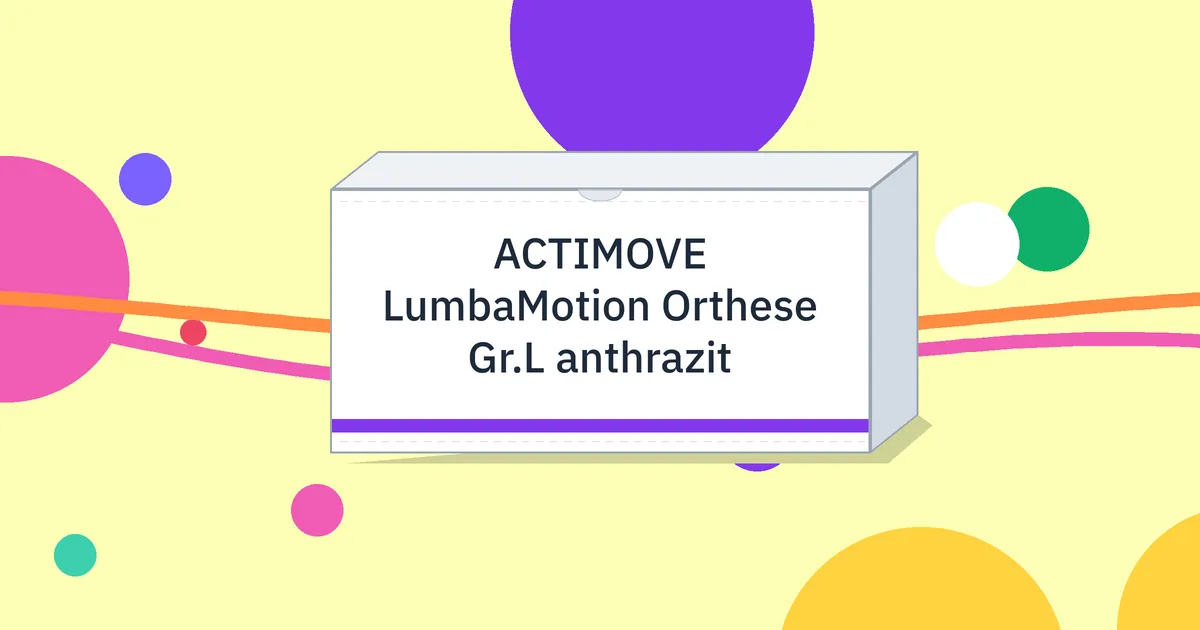 Symbolbild: Packung mit der Aufschrift ACTIMOVE LumbaMotion Orthese Gr.L anthrazit (PZN 17948157) – Verfügbarkeit und Bezug in Apotheken in Frankfurt am Main