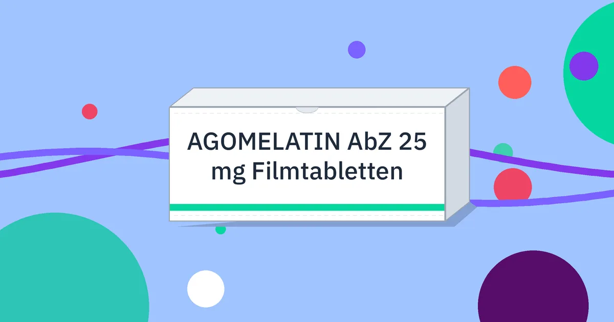 Symbolbild: Packung mit der Aufschrift AGOMELATIN AbZ 25 mg Filmtabletten (PZN 14169866) – Verfügbarkeit und Bezug in Apotheken in Frankfurt am Main